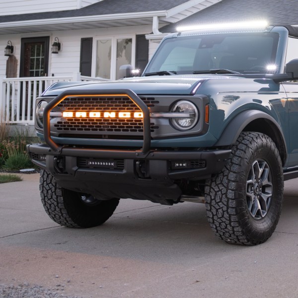 Ford Bronco Logo LED Grille Emblem - Amber & White - by Putco