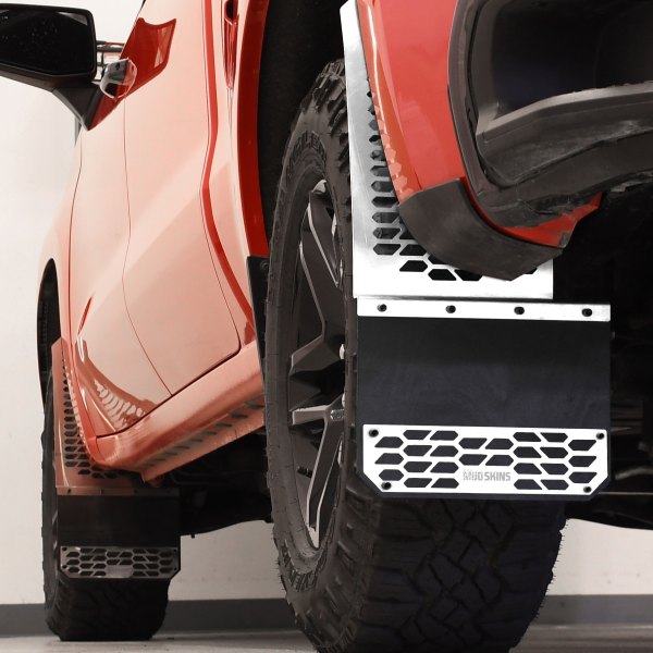 Putco Stainless Steel HEX Steel Mud Skins - Offset Mud Flaps